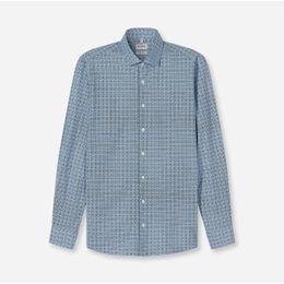 OLYMP Herren Langarmhemd "Level Five", blau, Gr. 44, Web, Obermaterial: 64% Baumwolle, 27% Polyester, 9% Elasthan, Hemden, Businesshemd, body fit,