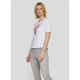 Rabe Damen Print-Shirt "T-Shirt", wei&szlig;, Gr. 50, unifarben, 95% Baumwolle, 5% Elasthan, Shirts