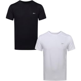 Reebok Herren Unterhemd ""Clancy"", Gr. M, schwarz-wei&szlig;, Stoff, Obermaterial: 92% Polyester, 8% Elasthan, unifarben, Unterhemden, Kurzarm, mit Logo,