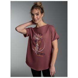 TRIGEMA Damen T-Shirt "TRIGEMA T Shirt mit Printmotiv "Natural Elements"", braun, Gr. M, Single Jersey, 100% Baumwolle, Shirts