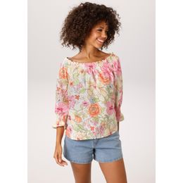 Aniston CASUAL Damen Schlupfbluse, bunt, Gr. 46, bedruckt, gebl&uuml;mt, Web, Obermaterial: 100% Polyester. Futter: 100% Polyester, Blusen, mit