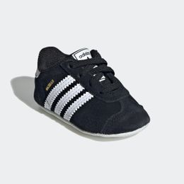 Baby Krabbelschuh "GAZELLE CRIB", adidas originals, Gr. 19, schwarz-wei&szlig;, Leder, Schuhe, f&uuml;r Babys