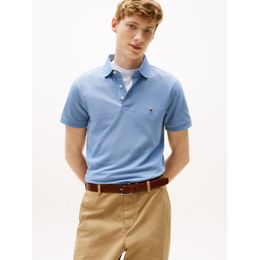 Tommy Hilfiger Herren Poloshirt "1985 SLIM POLO", blau, Gr. M, Piqu&eacute;, Obermaterial: 96% Baumwolle, 4% Elasthan, Shirts, Markenstickerei, aus