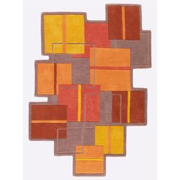 Teppich HEINE HOME, B:90cm H:12mm L:160cm, orange, Wolle, Wohnzimmer, Teppiche