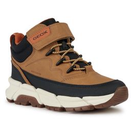 Geox M&auml;dchen Winterboots "J FLEXYPER PLUS BOY ABX", Gr. 28, braun, Lederimitat, Textil, Schuhe, Sneaker mit Geox Spezial Membrane, Gr&ouml;&szlig;enschablone