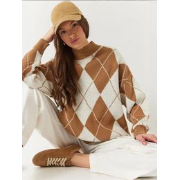 Bianco Lucci Sweater female Brown, White size S/L
