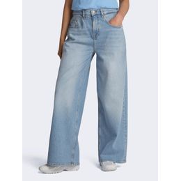 Tommy Jeans Damen Loose-fit-Jeans "CHARLIE MR LOOSE WD", blau, Gr. 30, unifarben, Denim/Jeans, Obermaterial: 81% Baumwolle, 18% Lyocell, 1% Elasthan,