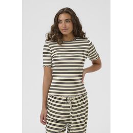 Saint Tropez Damen Kurzarmshirt "OlaliaSZ SS T-Shirt"ice schwarz stripe, Gr. XS, gestreift, Strick, Obermaterial: 95% Viskose, 5% Elasthan, Shirts