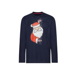 TRIGEMA M&auml;dchen Sweatshirt "TRIGEMA Pyjama-Oberteil mit Weihnachtsmann-Motiv", Gr. 104navy, Single Jersey, 100% Baumwolle, Sweatshirts