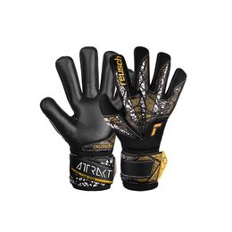 Reusch Damen Torwarthandschuhe "Attrakt Silver NC Finger Support", gold, Gr. 9, mehrfarbig, 30% Polyester, 30% Elastodien, 10% Polypropylen,