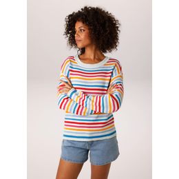 Aniston CASUAL Damen Strickpullover, bunt, Gr. 36, geringelt, gestreift, Strick, Obermaterial: 50% Baumwolle, 50% Polyacryl, Pullover, mit