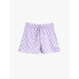 KOTON Shorts M&auml;dchen Gr&ouml;&szlig;e 116/122 flieder / wei&szlig;