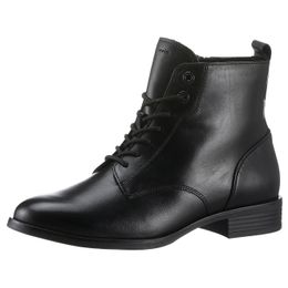 Tamaris Damen Schn&uuml;rstiefelette, Gr. 36, schwarz, Leder, Lederimitat, unifarben, Schuhe, Blockabsatz, Schn&uuml;rboots, Businessschuh mit Touch