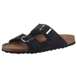 MAN'S WORLD MAN'S WORLD Herren Pantolette, Gr. 43, blau, Veloursleder, Schuhe, Schlappen, Sommerschuh, Hausschuh mit vorgeformtem Fu&szlig;bett