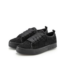 Lascana Damen Sneaker "Schn&uuml;rhalbschuhe, Freizeitschuhe", Gr. 41, schwarz, Obermaterial: 100% Textilmaterial. Decksohle: 100% Textilmaterial. Futter: