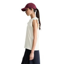 Marc O'Polo Damen T-Shirt "aus Material-Mix"silky wei&szlig;, Basic, Gr. XL, MARC O'POLO DENIM, unifarben, Obermaterial: 100% Baumwolle, Shirts