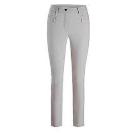 GOLDNER Damen Stretch-Hose "Lange Schlupfhose BELLA", grau, Basic, Gr. 44, Obermaterial: 64% Baumwolle CO. 34% Polyester PES. 2% Elasthan EL., Hosen,