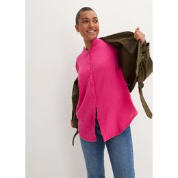 bonprix Damen Langarmbluse "Musselin-Longbluse aus Baumwolle", rosa, Gr. 40, Obermaterial: 100% Baumwolle, Blusen, Oversize-Passform, mit