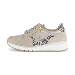 Gabor Damen Keilsneaker "CAPRI", Gr. 38, beige, Lacklederimitat, Veloursleder, metallic, Schuhe, Freizeitschuh, Halbschuh, Schn&uuml;rer, in Weite K