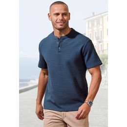 John Devin Herren T-Shirt "Kurzarm-Poloshirt aus Struktur-Qualit&auml;t"blau, Gr. M, Strukturmuster, Obermaterial: 83% Baumwolle, 16% Polyester, 1%