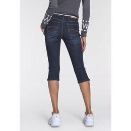 Kangaroos Damen Caprijeans "CAPRI-JEANS mit G&uuml;rtel", blau, Basic, Gr. 48, Abriebeffekte, Denim/Jeans, Obermaterial: 70% Baumwolle, 26% Polyester, 3%