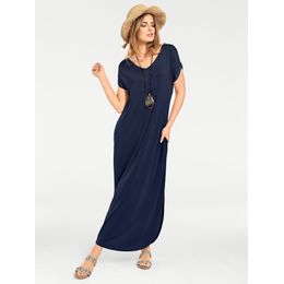 Heine Damen Shirtkleid "Shirtkleid", blau, Gr. 50, unifarben, 95% Viskose, 5% Elasthan, Kleider
