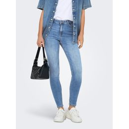 Jacqueline de Yong JDY Damen Skinny-fit-Jeans "JDYFINA MW SKINNY ANK JNS MB NOOS DNM", blau, Gr. XS, unifarben, Denim/Jeans, Obermaterial: 98% Baumwolle, 2% Elasthan,