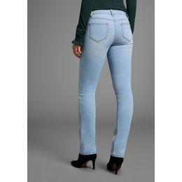 Arizona Damen Comfort-fit-Jeans "mit Keileins&auml;tzen", blau, Basic, Gr. 36, Obermaterial: 76% Baumwolle, 16% Polyester, 7% Viskose, 1% Elasthan, Jeans,