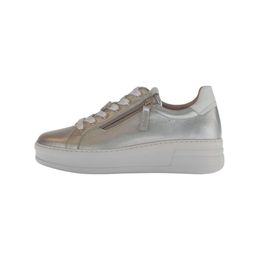 Gabor COMFORT Damen Sneaker "Gabor Comfort Sneaker Nappaleder", Gr. 42, silber, Nappaleder, Schuhe