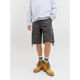 Jack & Jones JACK & JONES Herren Cargoshorts "JPSTCOLE FRANK CARGO SHORT MID SN", grau, Gr. S, unifarben, Web, Obermaterial: 100% Baumwolle, Hosen, mit