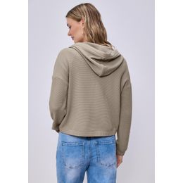 Street One Damen Sweatjacke, braun, Gr. 46, unifarben, Sweatware, 86% Baumwolle, 12% Polyester, 2% Elasthan, Sweatjacken, mit Kapuze