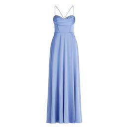Vera Mont Damen Abendkleid "Damen mit Wasserfallausschnitt", blau, Gr. 38, Satin, Obermaterial: 100% Polyester. Besatz: 100% Polyester. Futter: 100%