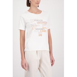T-Shirt monari, Damen, Gr. 40, off, wei&szlig;, Jersey, Obermaterial: 100% Baumwolle, unifarben, regular fit normal, Rundhals, abgesteppte Kante, Shirts T-Shirt, Rundhalsausschnitt, Regular Fit, Strasssteine