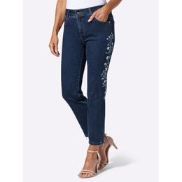 Lady Damen 5-Pocket-Jeansblau, stone, washed, Gr. 48, gebl&uuml;mt, gemustert, 95% Baumwolle, 3% Polyester, 2% Elasthan, Jeans