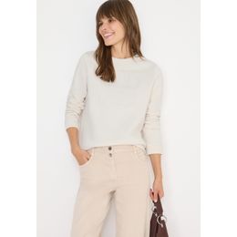 Cecil Damen Sweatshirt, wei&szlig;, Gr. M, bestickt, unifarben, Sweatware, Obermaterial: 54% Polyester, 46% Baumwolle, Sweatshirts, mit Stickerei