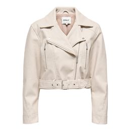 Only Damen Lederimitatjacke "ONLPAULINE FAUX LEATHER JACKET CC OTW"pumice stone, Gr. XL, unifarben, Web, Obermaterial: 100% Polyester, Jacken, mit