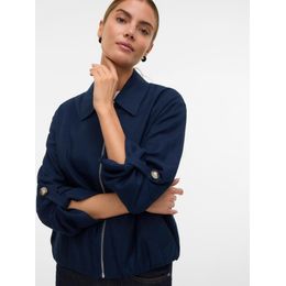 V&eacute;ro Moda VERO MODA Damen Outdoorjacke "VMANNA SHORT JACKET", blau, Gr. XS, unifarben, Web, Obermaterial: 55% Viskose, 23% Leinen, 17% Polyester, 5% Baumwolle,