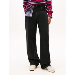 Tommy Jeans Damen Relax-fit-Jeans "MIA MR RLXD STR", schwarz, Gr. 31, unifarben, Denim/Jeans, Obermaterial: 57% Baumwolle, 43% Lyocell, Jeans, in