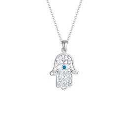 Elli Halskette Evil Eye, Hamsa Hand Damen Gr&ouml;&szlig;e 60 blau / silber / wei&szlig;