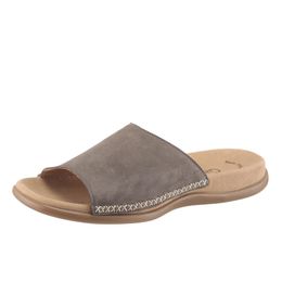 Gabor Damen Pantolette, Gr. 42, grau, Nubukleder, Schuhe, Keilabsatz, Sommerschuh, Schlappen in schlichter Form
