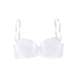 Lascana Damen Schalen-BH, Gr. 100, wei&szlig;, Microtouch, Obermaterial: 86% Polyamid, 14% Elasthan, BHs, mit B&uuml;gel und graphischer Spitze, Dessous