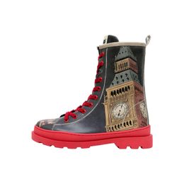 DOGO Damen Stiefelette "Gisele Schn&uuml;rstiefel Boots It's The Time For London Damen", Gr. 36, schwarz, Lederimitat, Schuhe, Handgefertigt