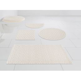 Badematte OTTO HOME, H:10mm, beige, Baumwolle, Badematten, "Numan, Badvorleger, Badezimmer Teppich", Rauten-Muster, Badteppich, auch als 3 teiliges
