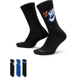 Nike Damen Funktionssocken "U NK ED PLS CREW 3PR SPORT 144", Gr. S, schwarz, Obermaterial: 68% Baumwolle, 29% Polyester, 2% Elasthan, 1% Nylon, Socken