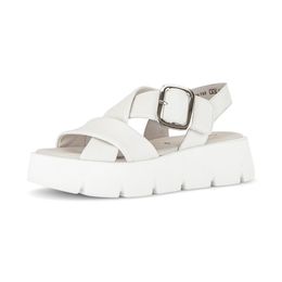 Gabor Damen Keilsandalette, Gr. 37wei&szlig;, Glattleder, Schuhe, Plateau, Sommerschuh, Riemchensandale mit Kreuzbandage