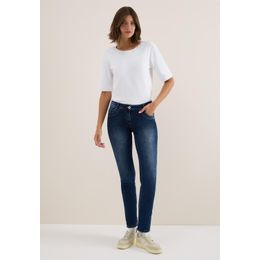 Cecil Damen Comfort-fit-Jeansmid blau used wash, Gr. 28, unifarben, Jeans, 84% Baumwolle, 14% Polyester, 2% Elasthan, Jeans, Middle Waist