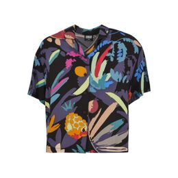 Urban Classics Damen Kurzarmshirt "Urban Classics Damen Ladies Resort Shirt"schwarzfruity, Gr. 4XL, gebl&uuml;mt, 100% Viskose, Shirts