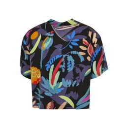 Urban Classics Damen Kurzarmshirt "Urban Classics Damen Ladies Resort Shirt"schwarzfruity, Gr. 5XL, gebl&uuml;mt, 100% Viskose, Shirts