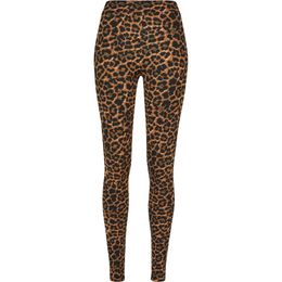Urban Classics Damen Leggings "Urban Classics Damen Ladies Soft AOP Leggings", braun, Gr. S, 85% Polyester, 15% Elasthan, Hosen