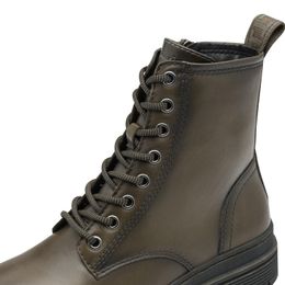 Tamaris Damen Schn&uuml;rboots, Gr. 38, braun, Glattleder, Lederimitat, unifarben, Schuhe, Blockabsatz, Schn&uuml;rstiefelette in angesagter Used Optik